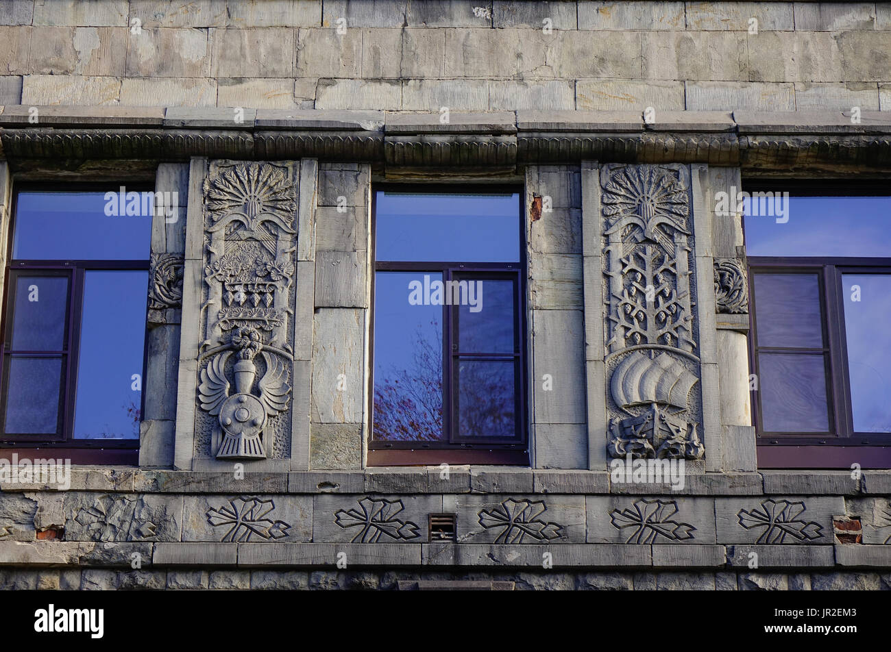 Details of an ancient building at downtown in Vyborg, Russia. Vyborg is ...