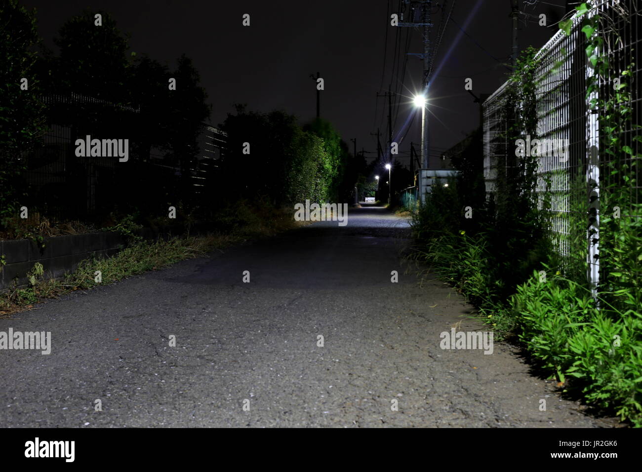 Looking down a rural Japanese road at night Stock Photo - Alamy