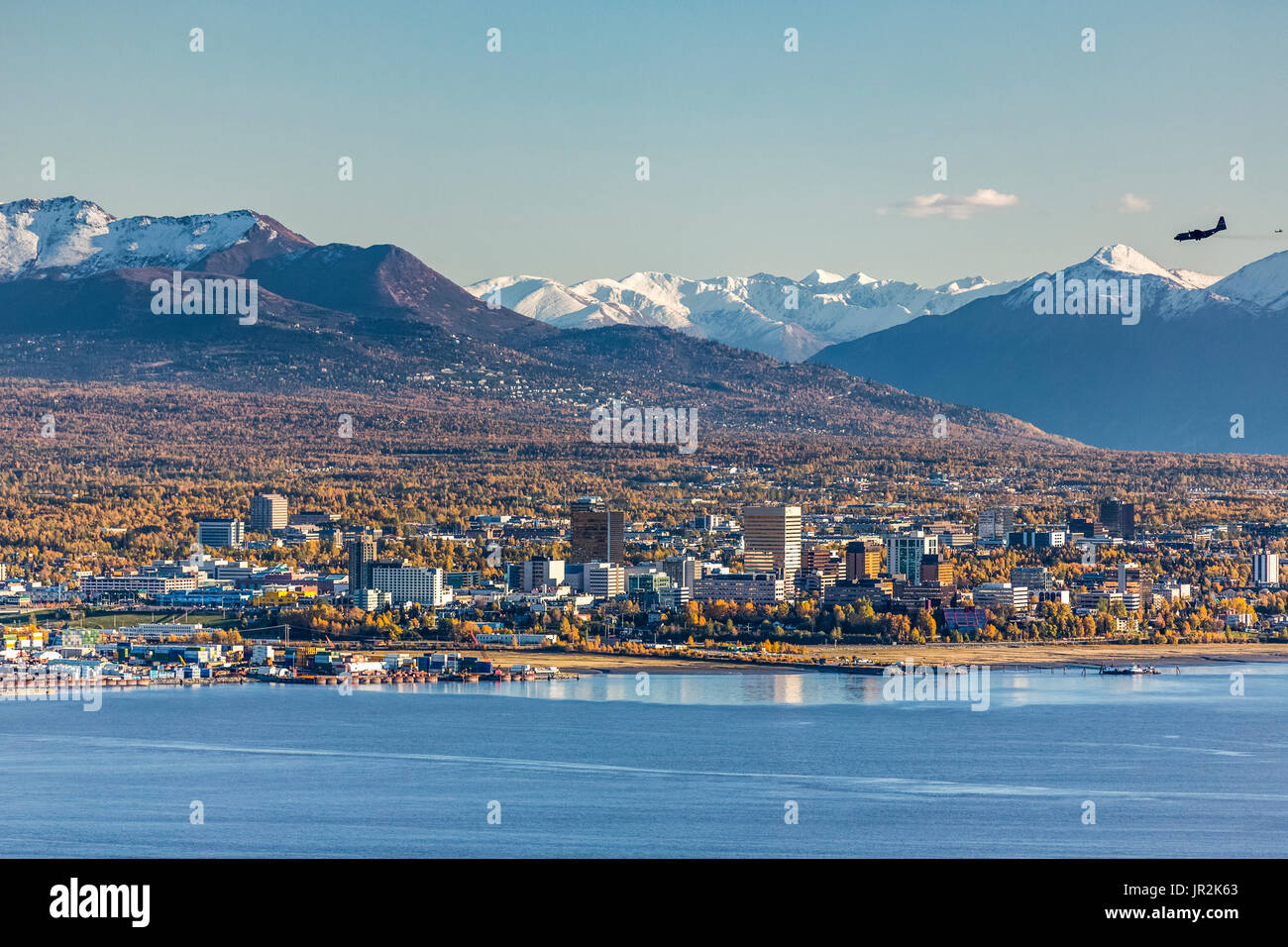 Aerial View Of Downtown Anchorage, Cook Inlet, And The Chugach ...