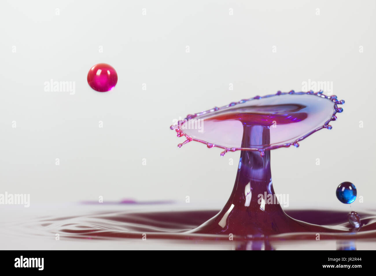 Drops of water colored on white background Stock Photo - Alamy