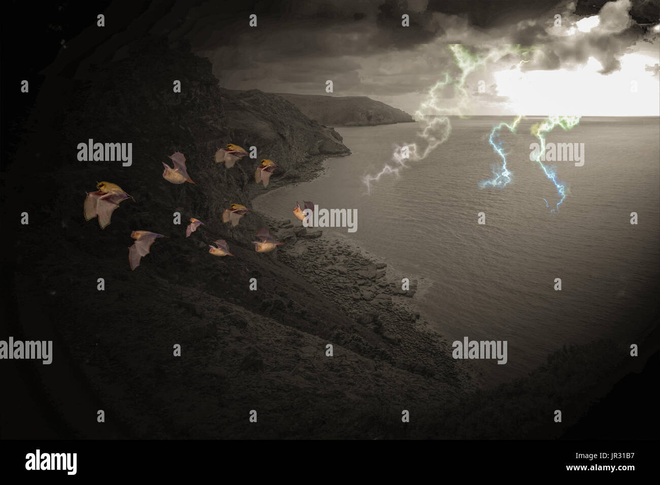 bats flying in storm Stock Photo - Alamy