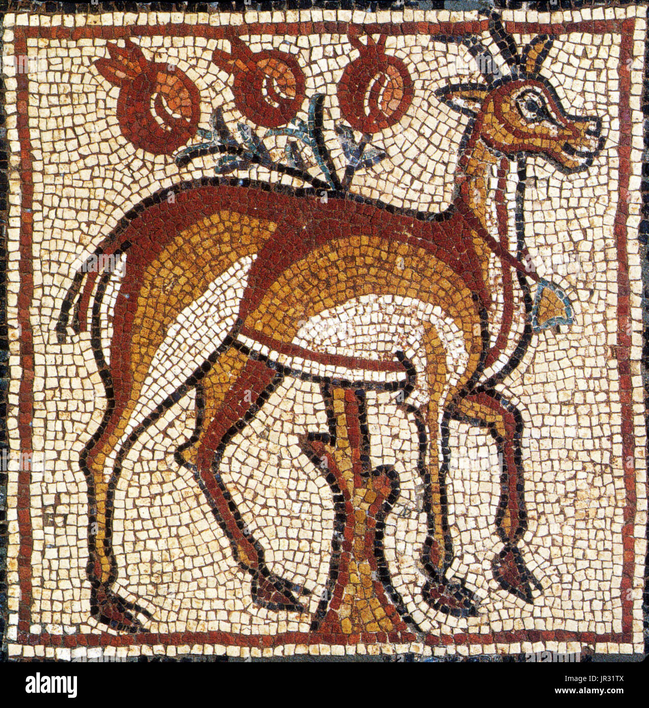 Byzantine Mosaic, Gazelle. Theodorias (modern Qasr Libya) was a ...