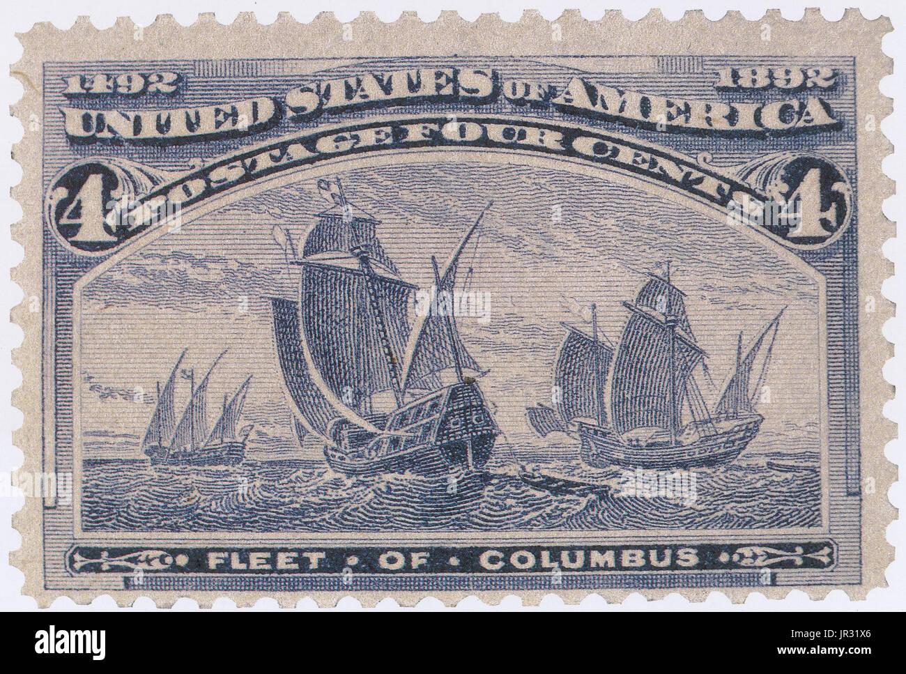 Fleet of Columbus,U.S. Postage Stamp,1893 Stock Photo - Alamy