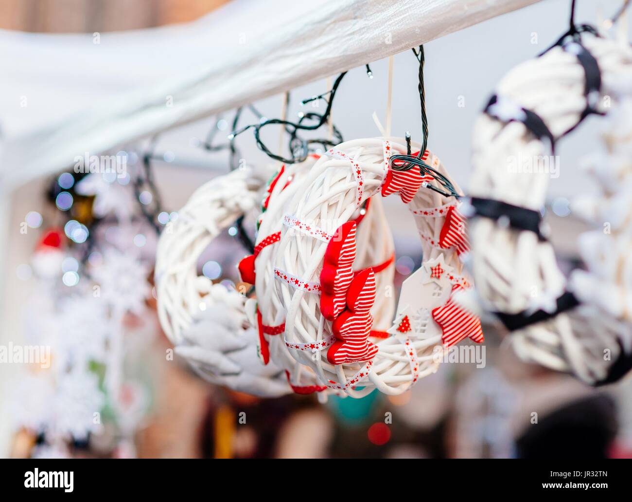 Christmas wreath on the December Christmas market Stock Photo - Alamy