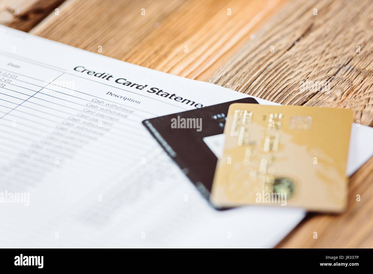 Credit card account statement with two cards Stock Photo - Alamy