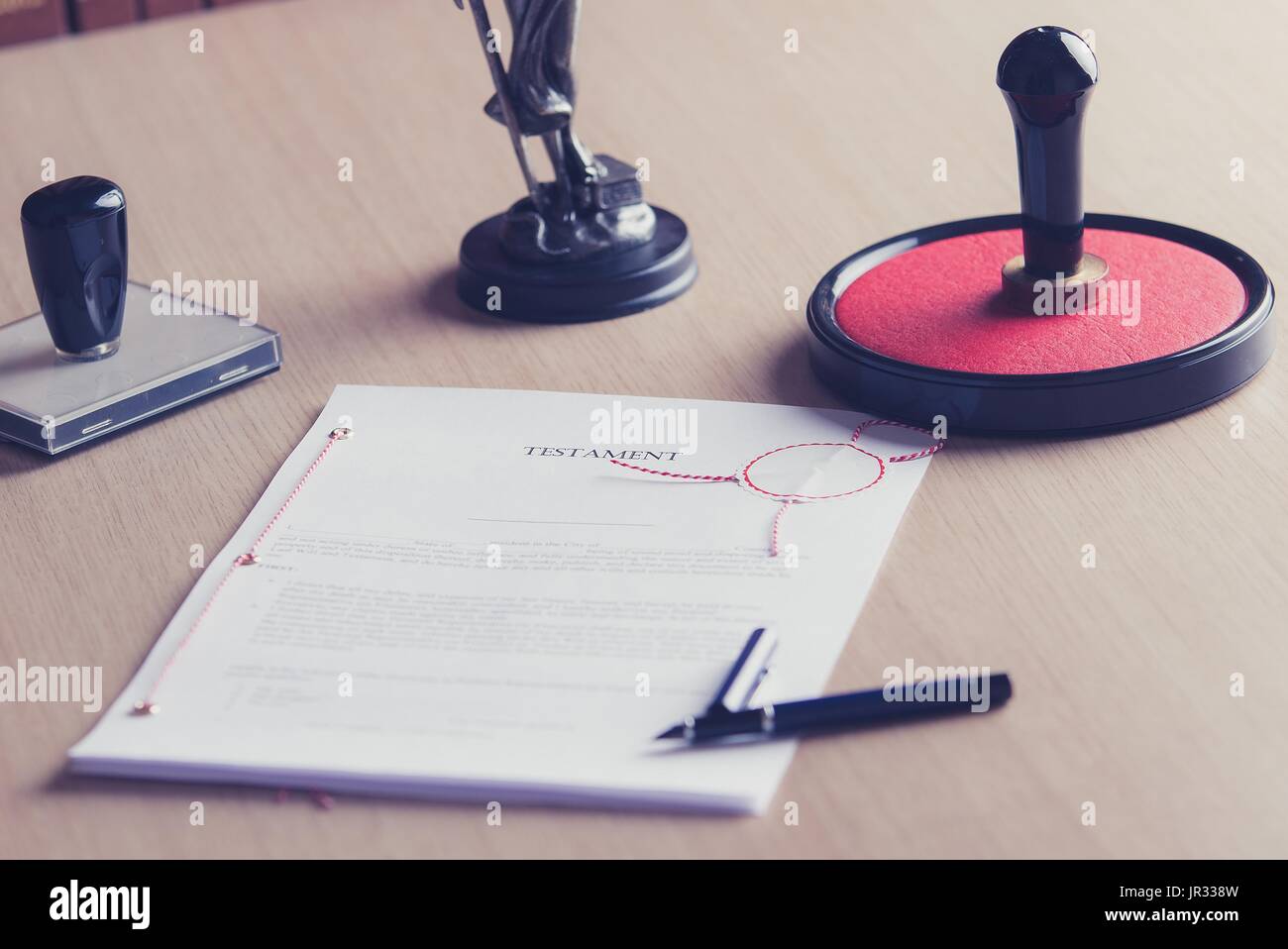 Signed testament on notary public desk. Notary public accessories Stock ...