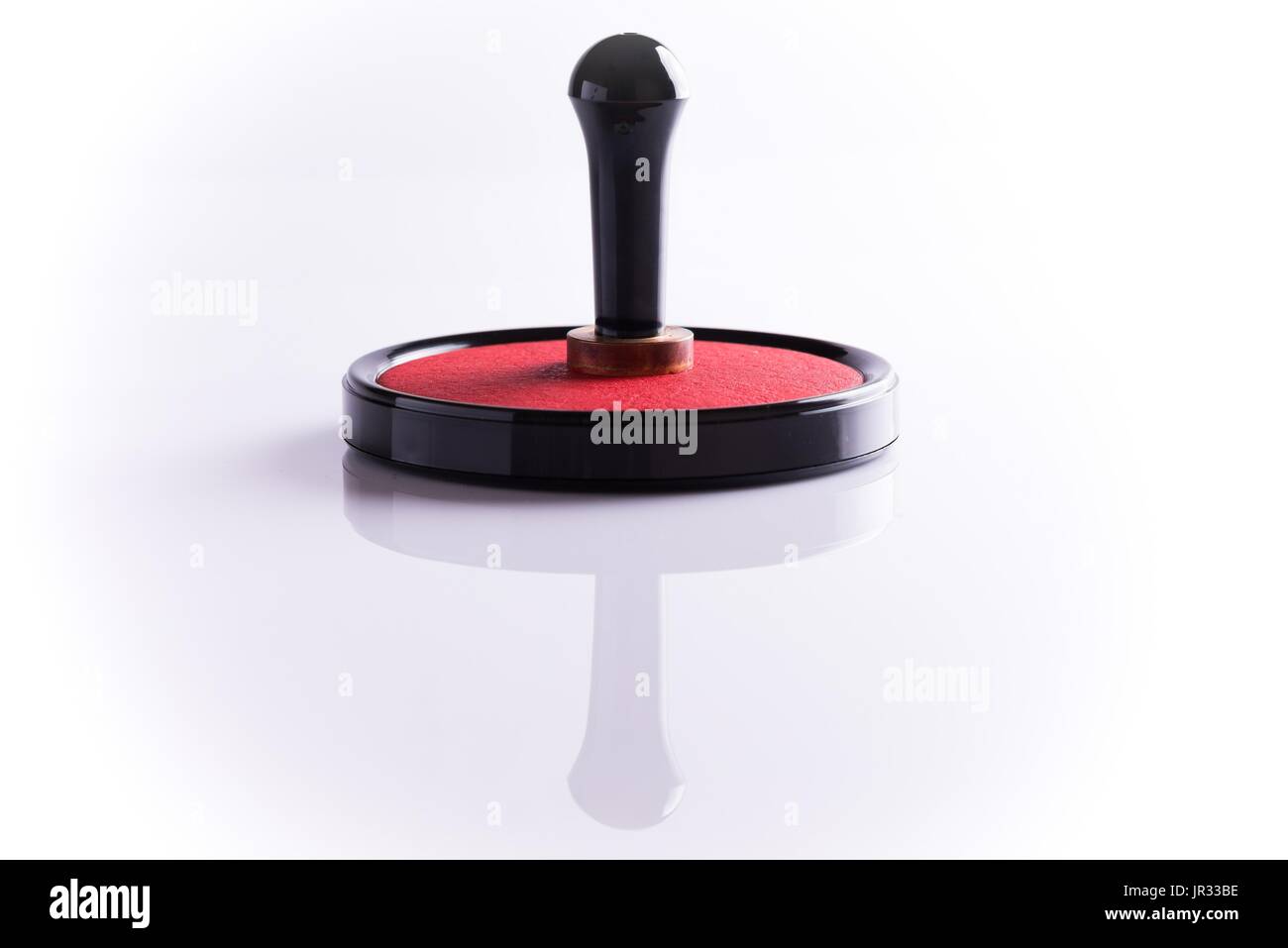 Notary public stamp with stamp pad on white background with reflection ...