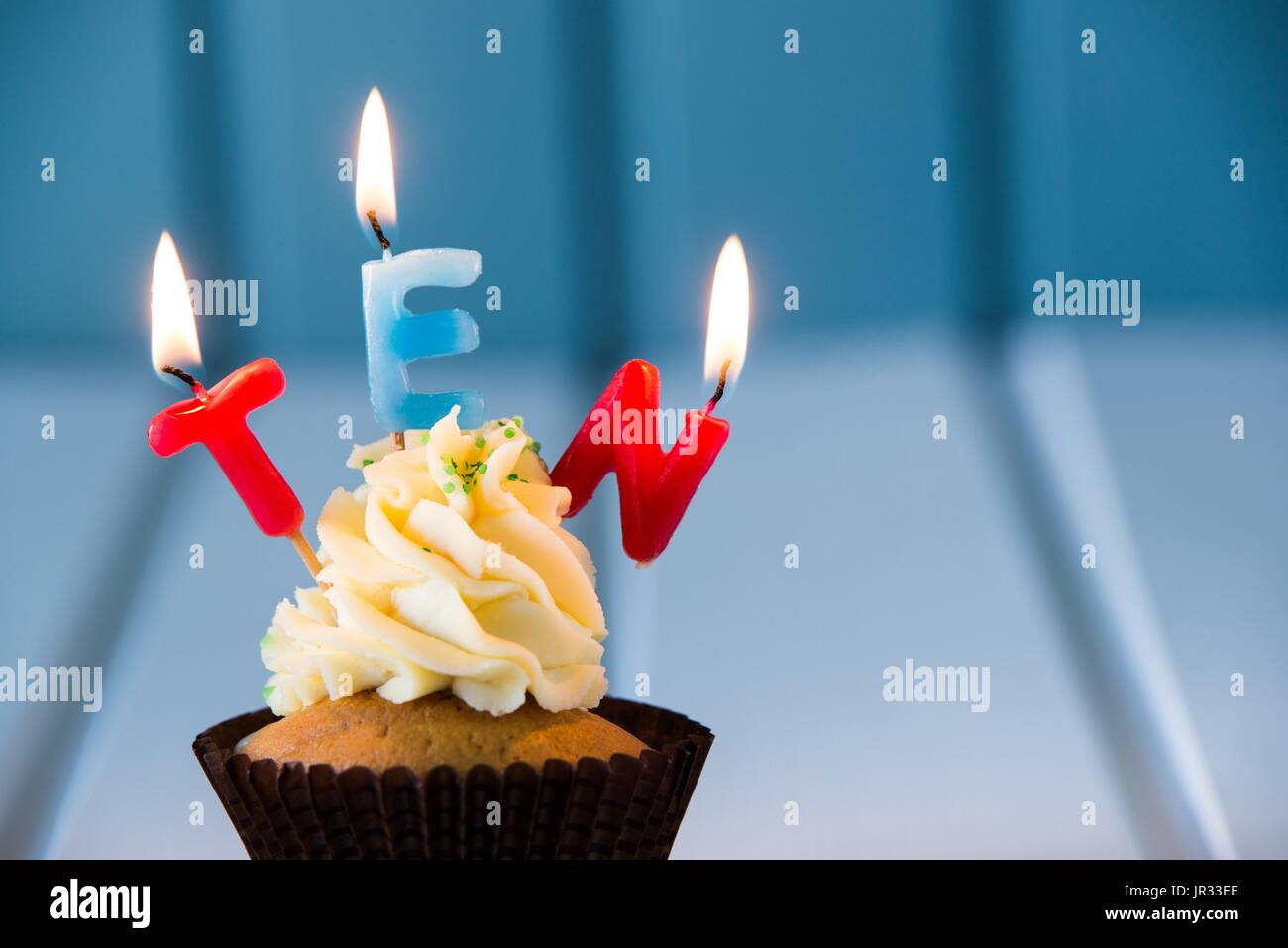 Birthday's cake - cupcake with a candles for 10 - tenth birthday ...