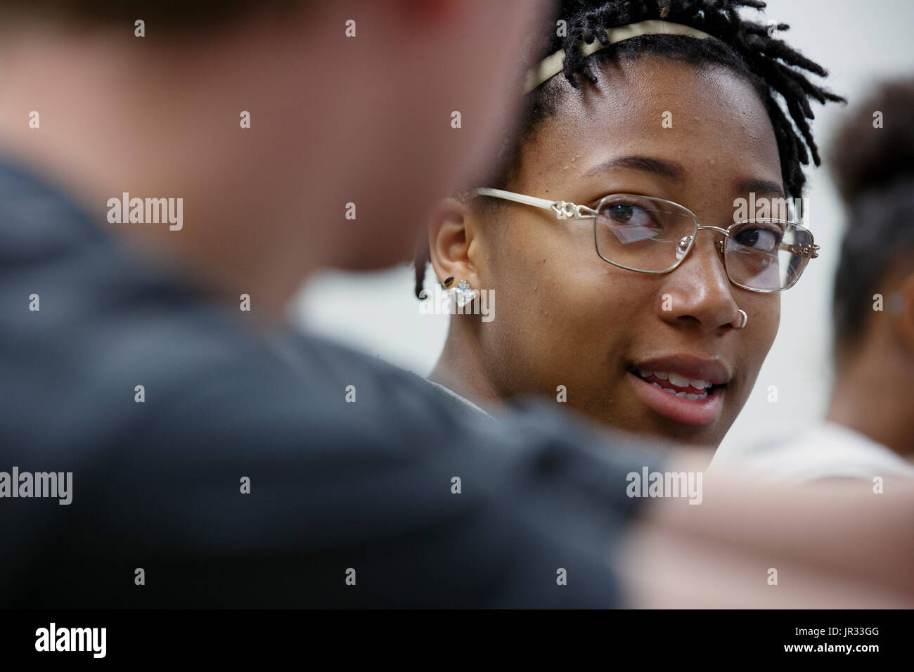 High school students talking classroom hi-res stock photography and images - Alamy