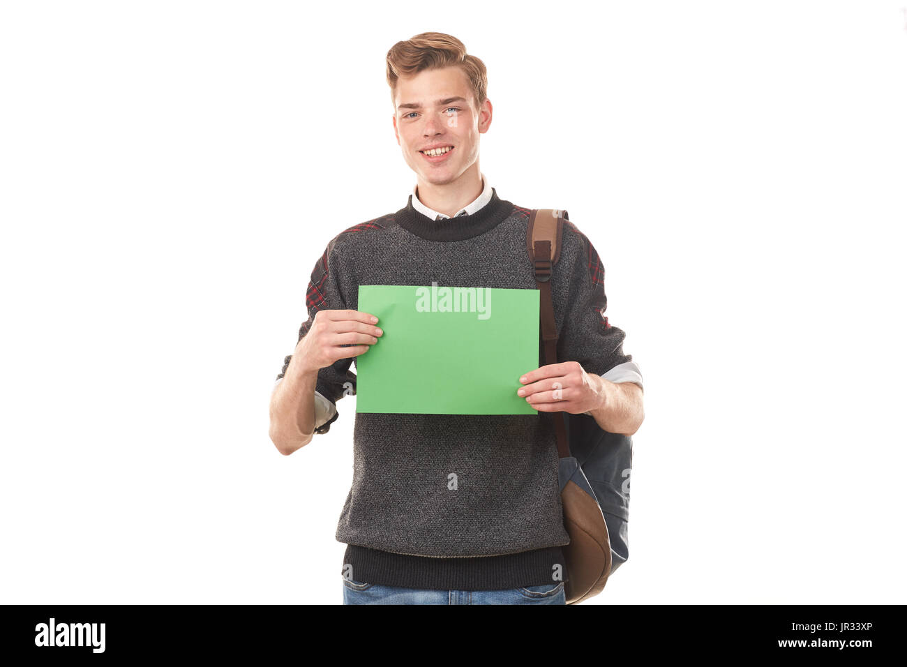 Teenage student with blank paper Stock Photo - Alamy
