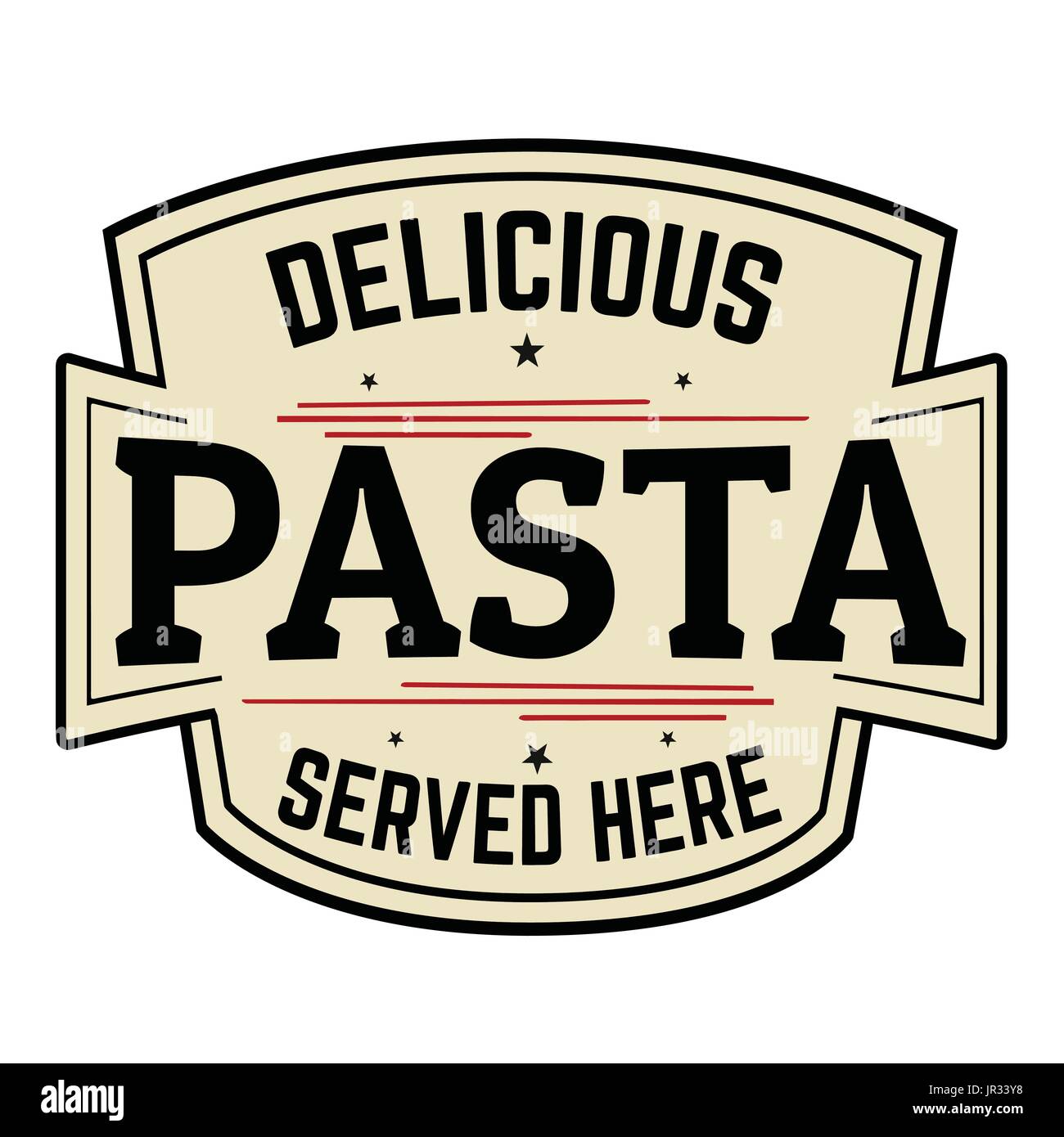 Delicious pasta label or icon on white background, vector illustration ...