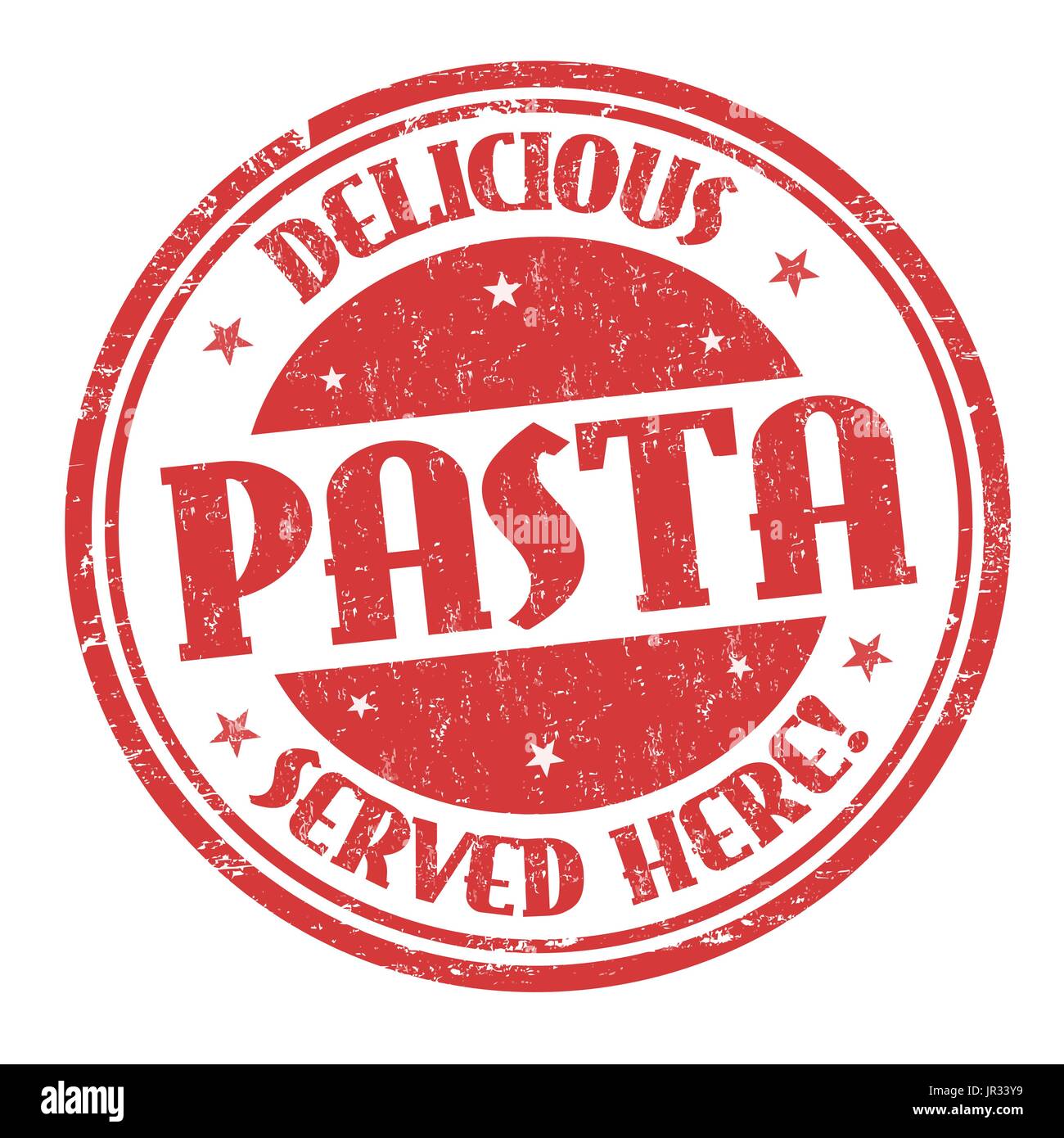Delicious pasta grunge rubber stamp on white background, vector ...