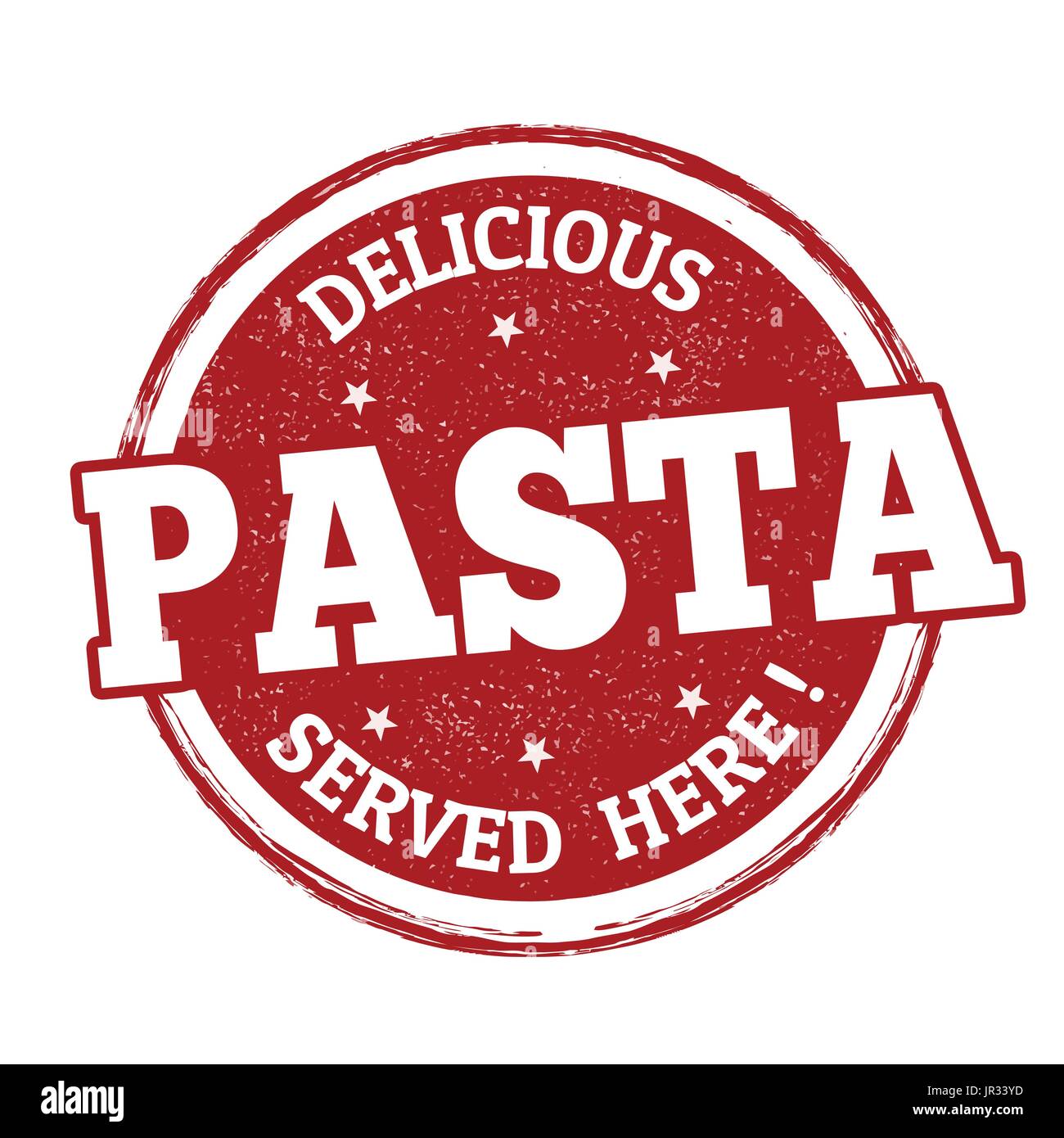 Delicious pasta grunge rubber stamp on white background, vector ...