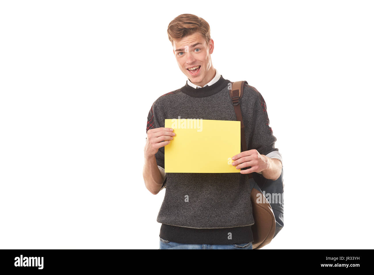 Teenage student with blank paper Stock Photo - Alamy