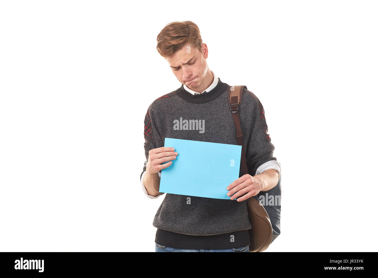 Teenage student with blank paper Stock Photo - Alamy
