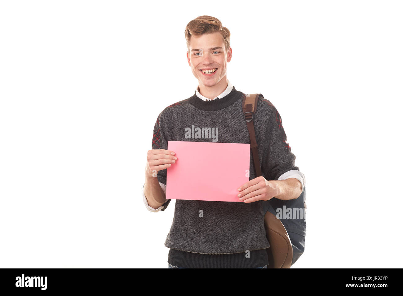 Teenage student with blank paper Stock Photo - Alamy
