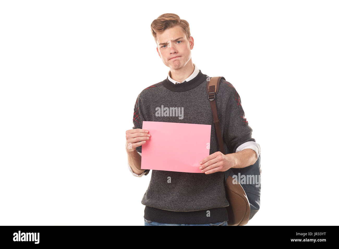 Teenage student with blank paper Stock Photo - Alamy