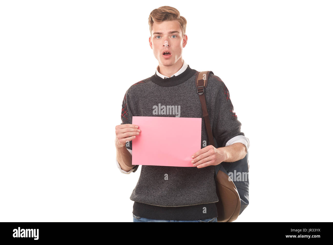 Teenage student with blank paper Stock Photo - Alamy
