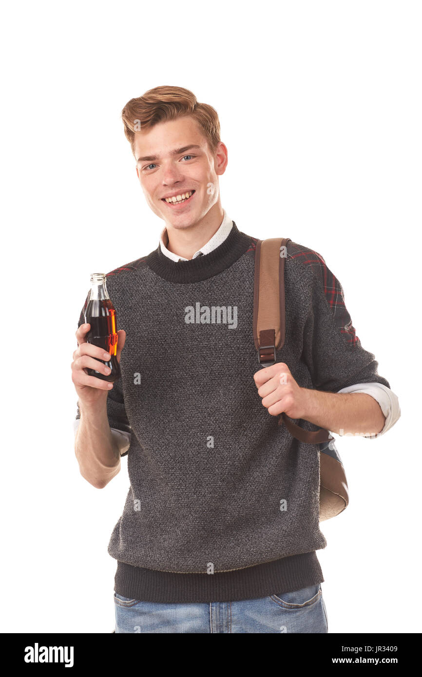 Student drinking cola Stock Photo - Alamy