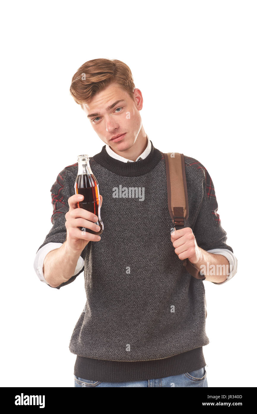 Student drinking cola Stock Photo - Alamy
