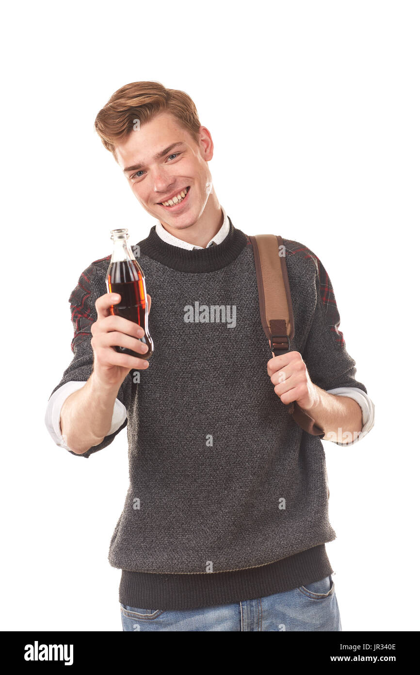 Student drinking cola Stock Photo - Alamy