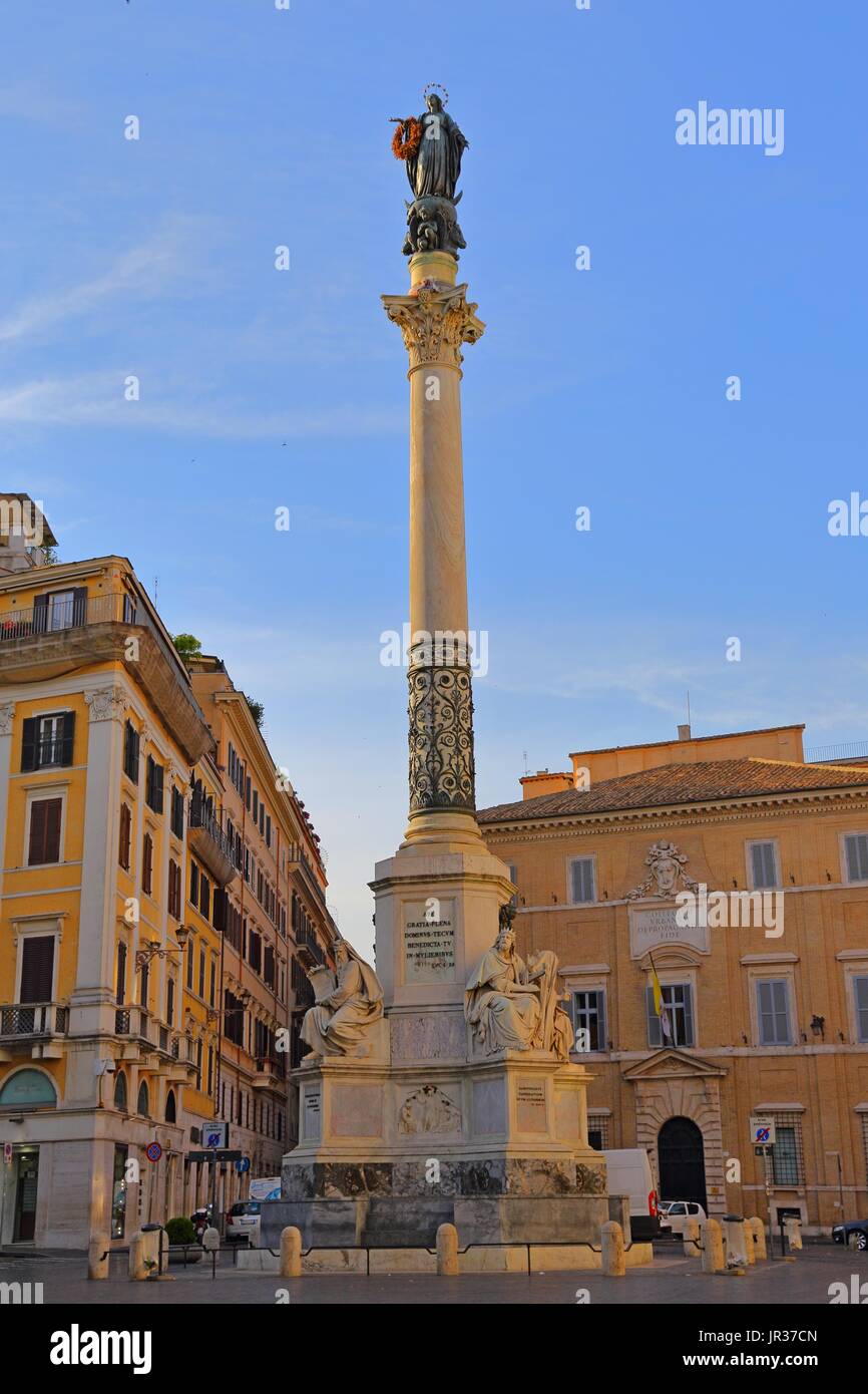Column of the Immaculate Conception monument at Piazza di Spagna Rome ...