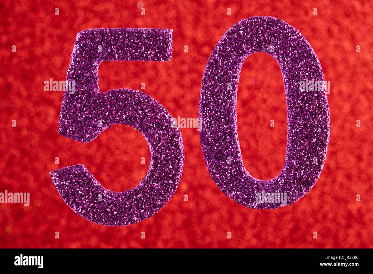 Number fifty purple over a red background. Anniversary. Horizontal ...