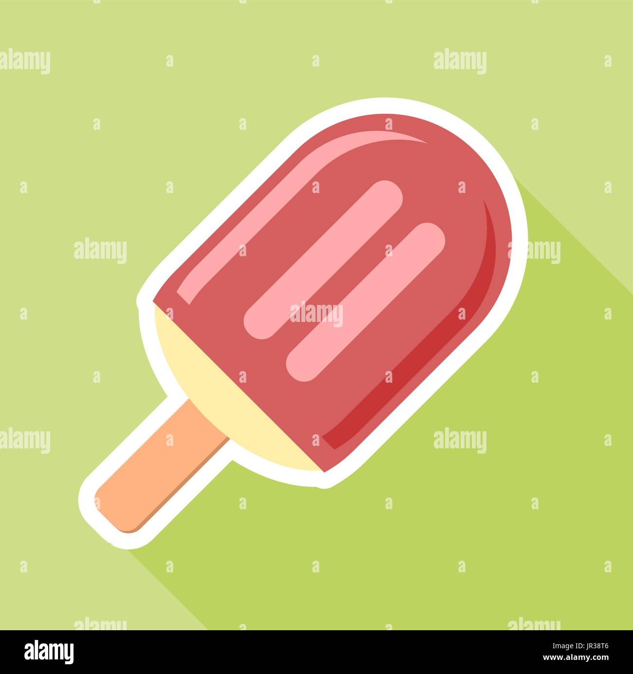 Flat style ice cream icon on a green background, vector illustration ...