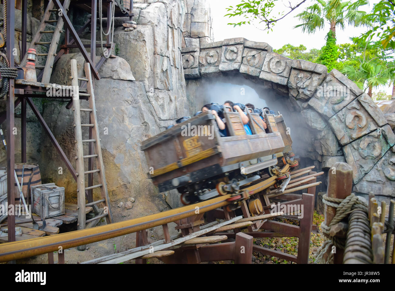 CHIBA, JAPAN: Raging Spirits attraction in Lost River Delta area in ...