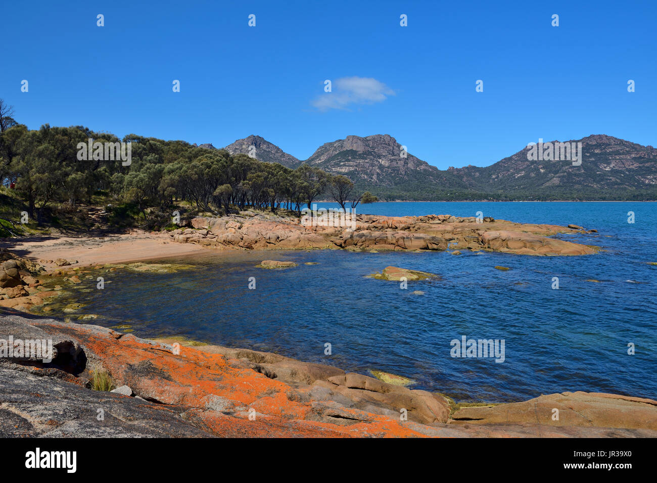 Coles Bay looking towards The Hazards and Freycinet National Park on ...
