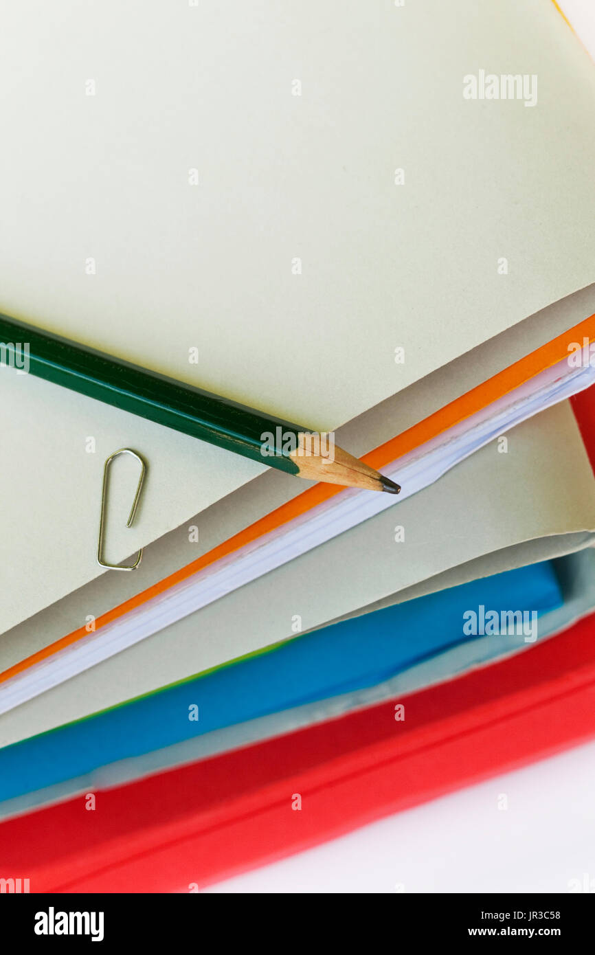 Close up of office folders and papers Stock Photo - Alamy