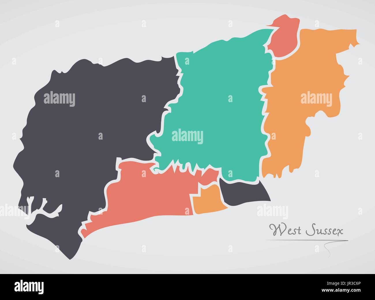 Sussex england map hi-res stock photography and images - Alamy