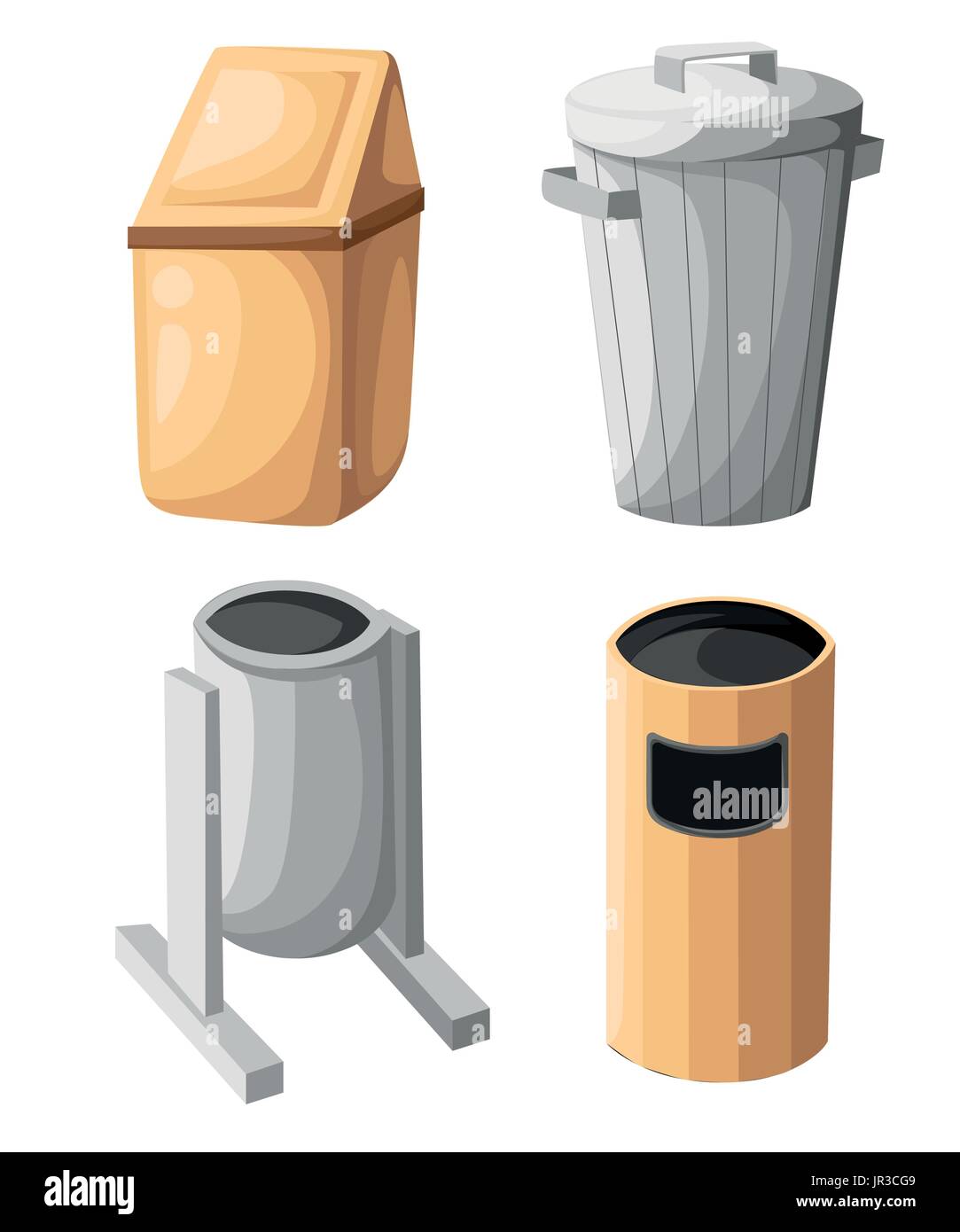 Garbage trash bin icon isolated. Vector illustration. Flat style.waste ...