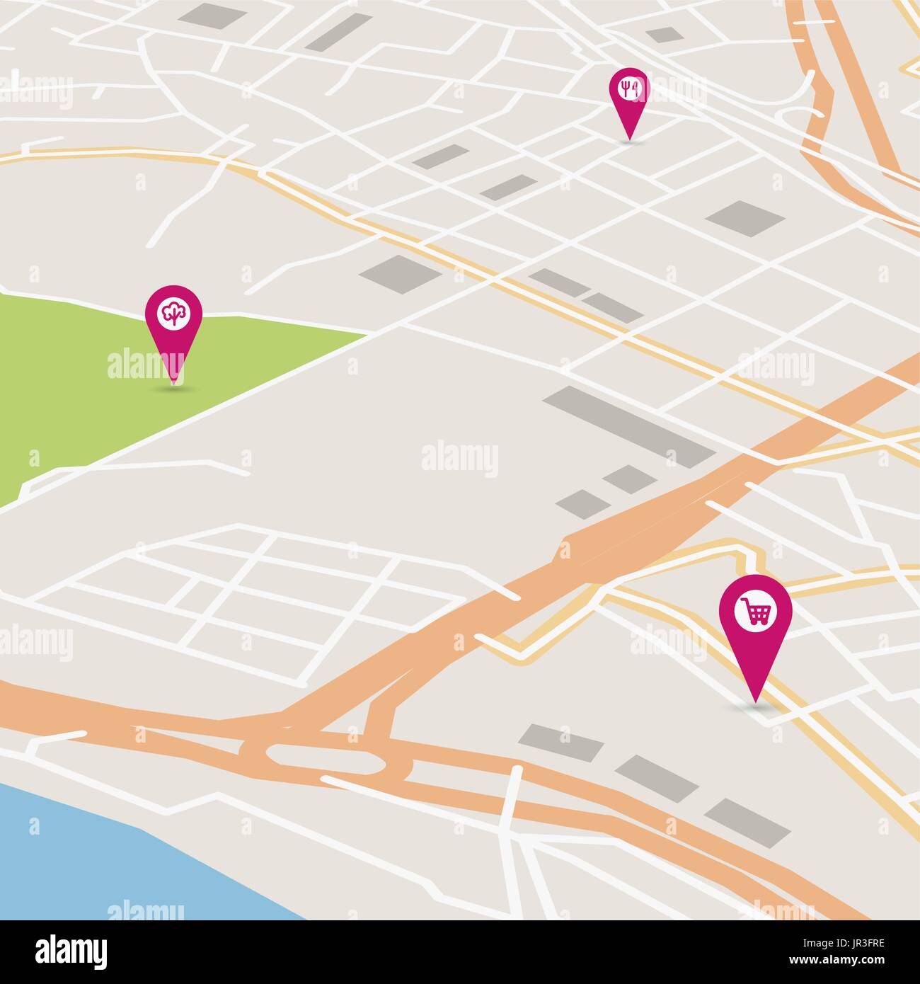 Modern street map lake hi-res stock photography and images - Alamy