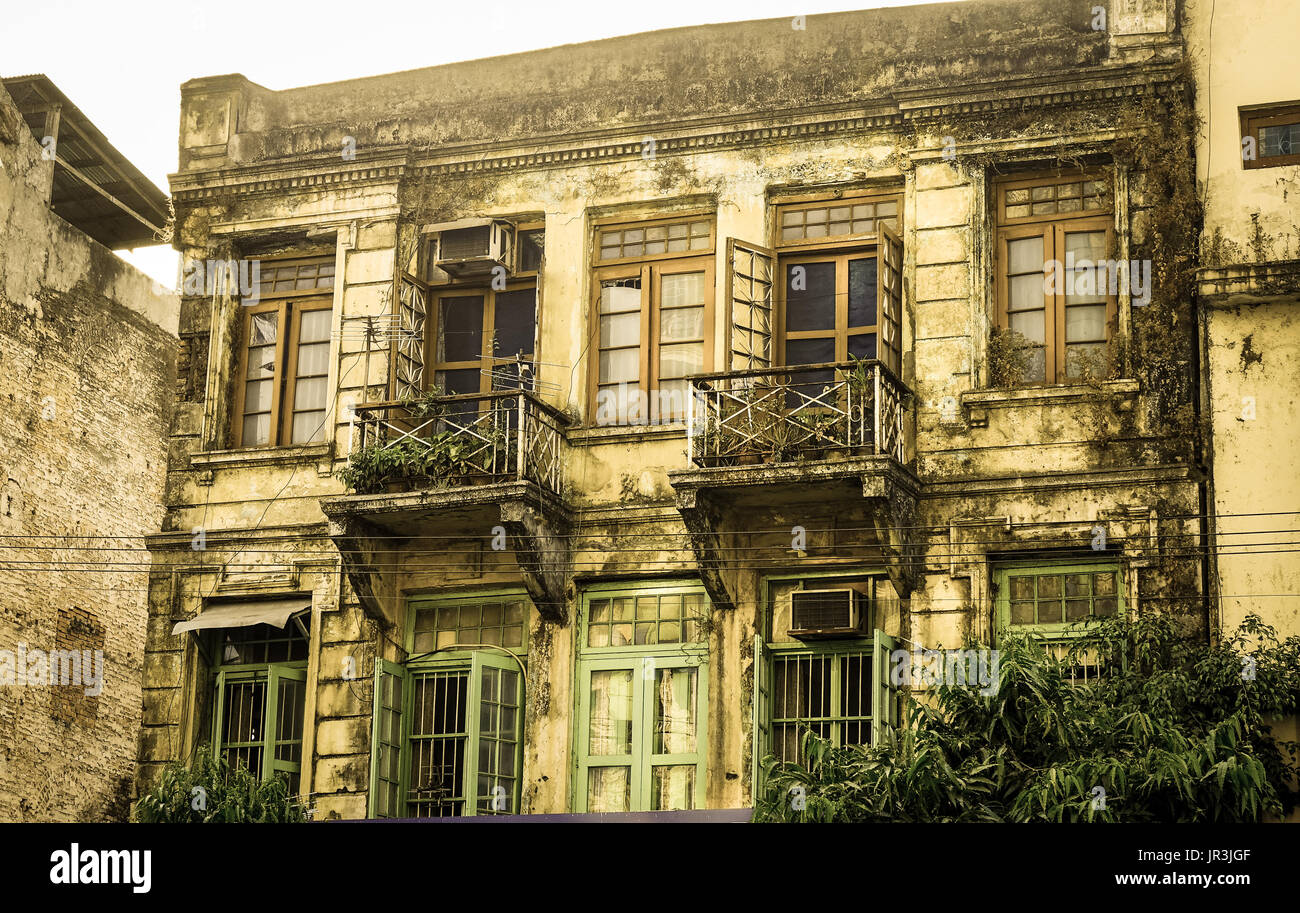 Old buildings at downtown in Yangon, Myanmar. Yangon boasts the largest ...
