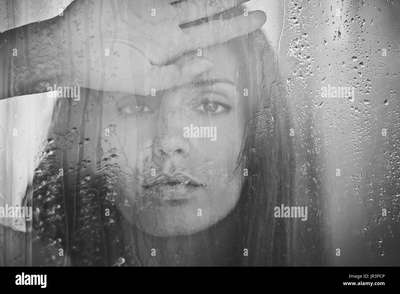 Wet glass hand Black and White Stock Photos & Images - Alamy