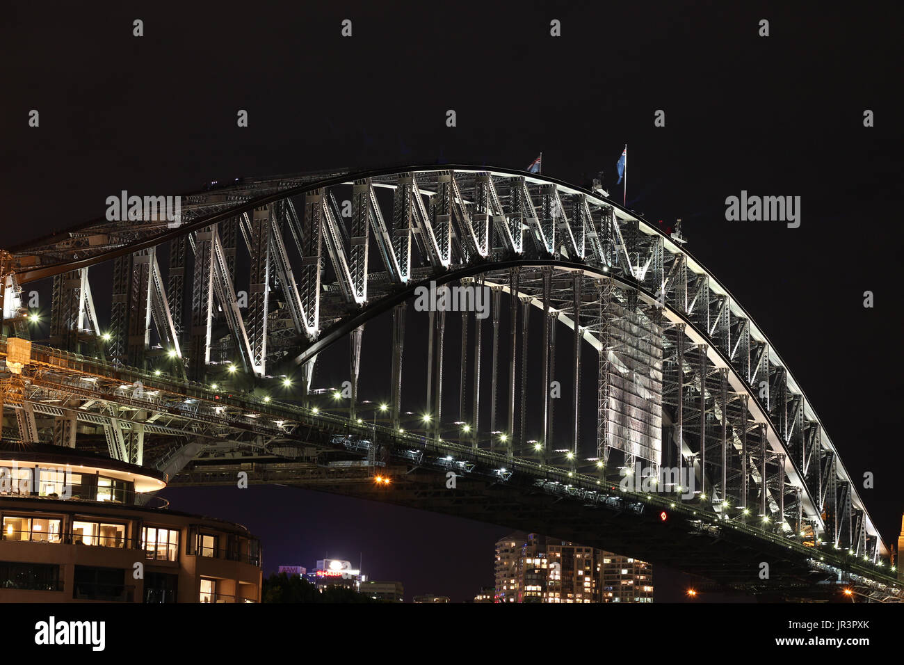 Sydney Harbour Bridge arch illuminated at night Stock Photo - Alamy