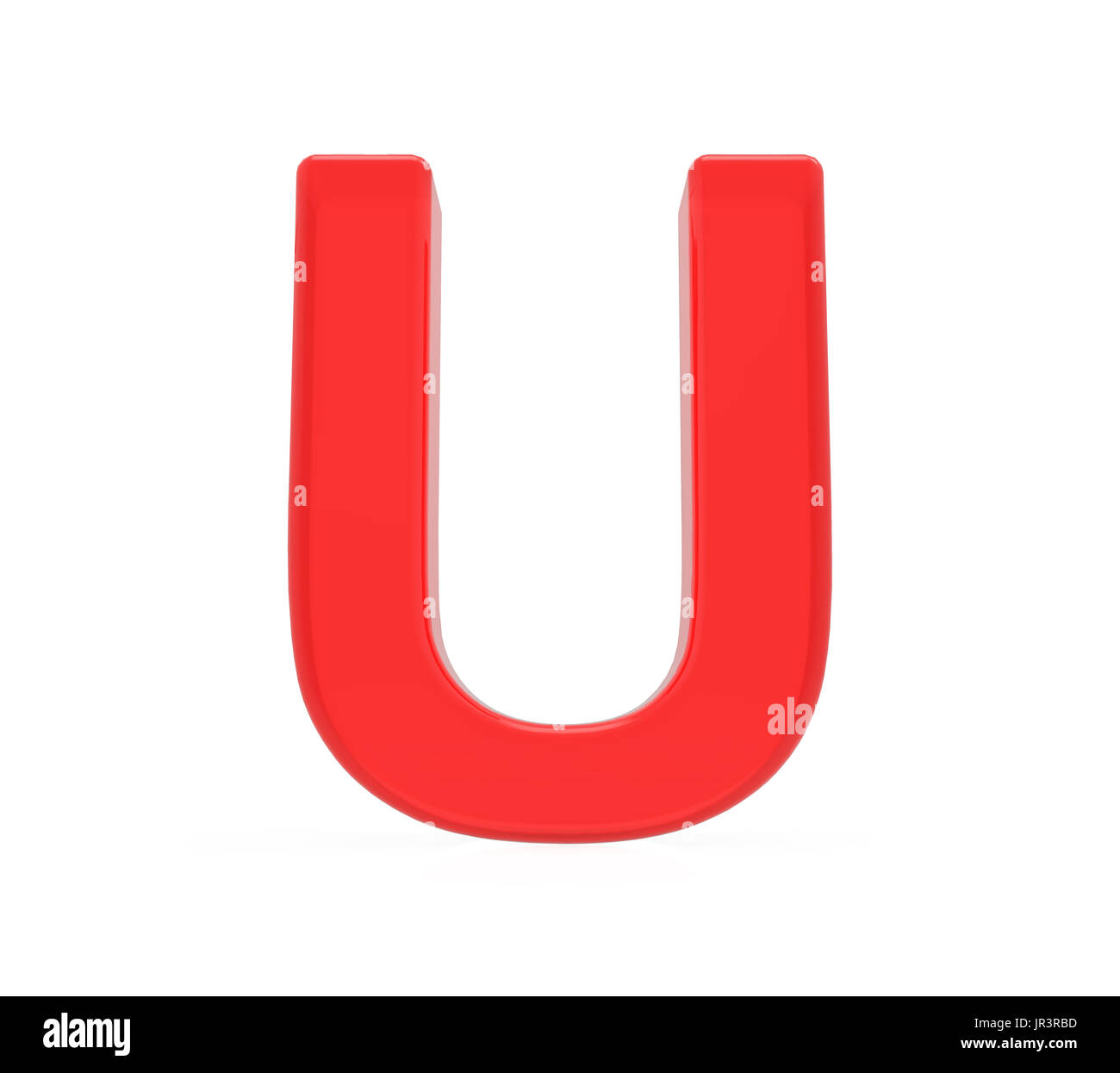 red letter U, 3D rendering graphic isolated on white background Stock ...