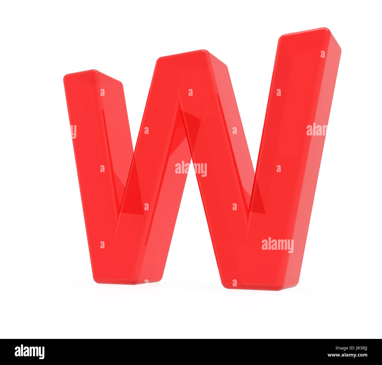 red letter W, 3D rendering graphic isolated on white background Stock ...