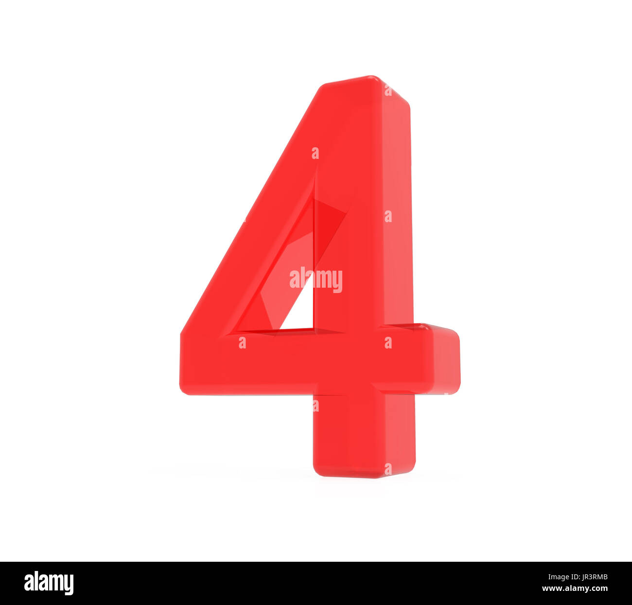 red number 4, 3D rendering graphic isolated on white background Stock ...