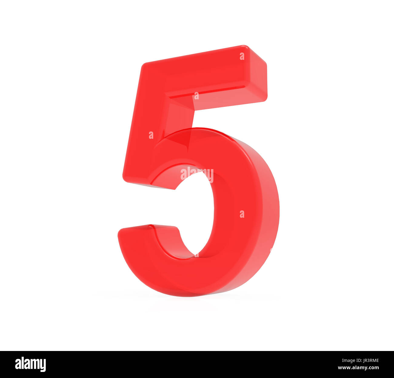 red number 5, 3D rendering graphic isolated on white background Stock ...