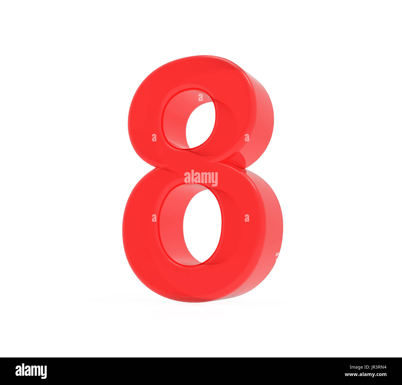 red number 8, 3D rendering graphic isolated on white background Stock ...
