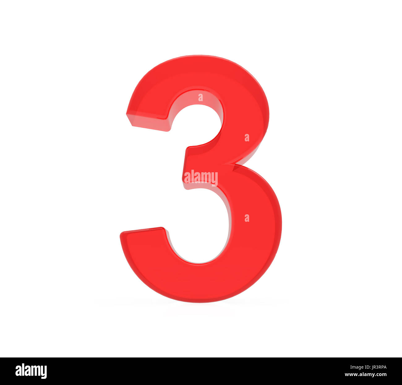 red number 3, 3D rendering graphic isolated on white background Stock ...