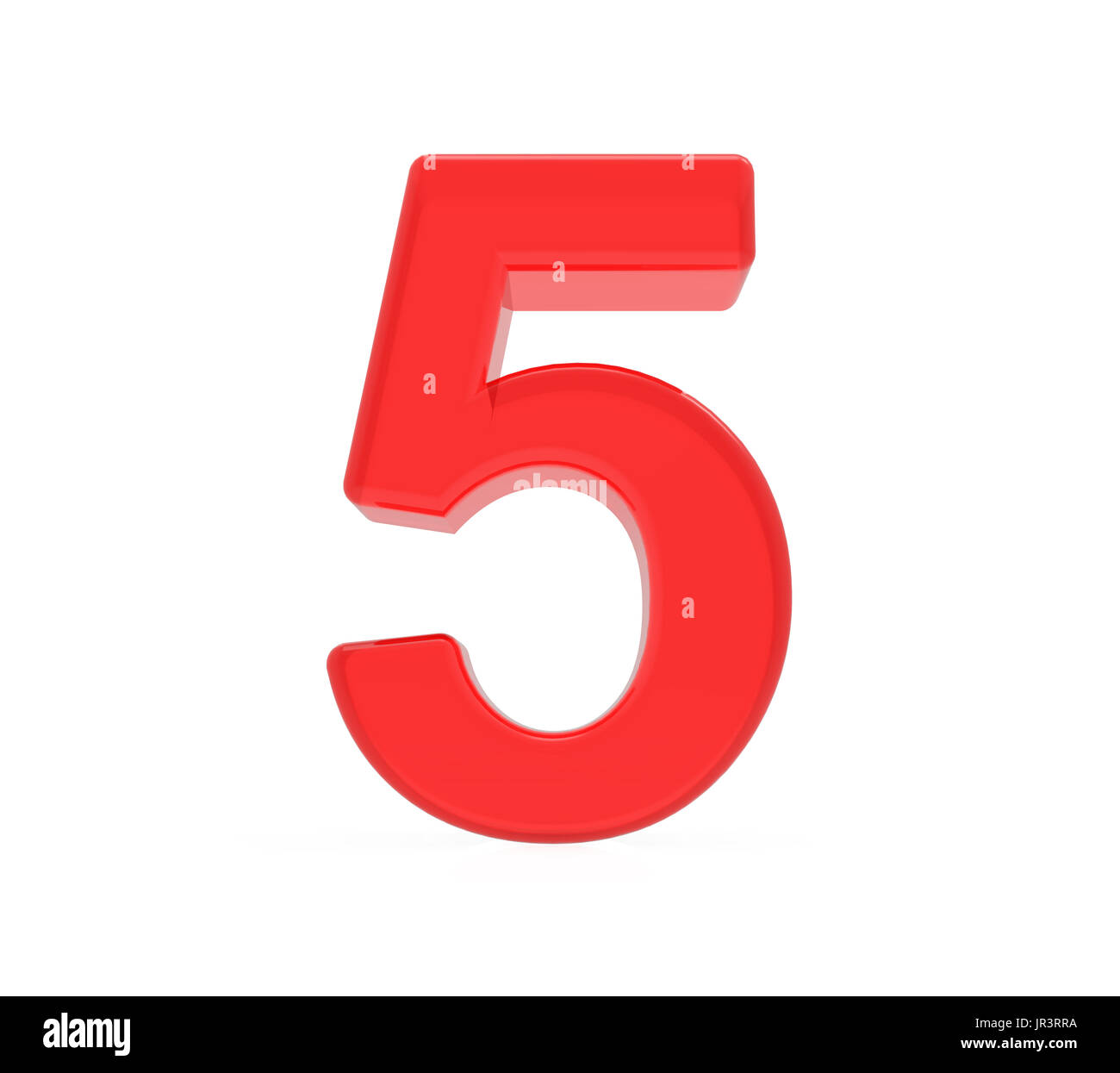 red number 5, 3D rendering graphic isolated on white background Stock ...