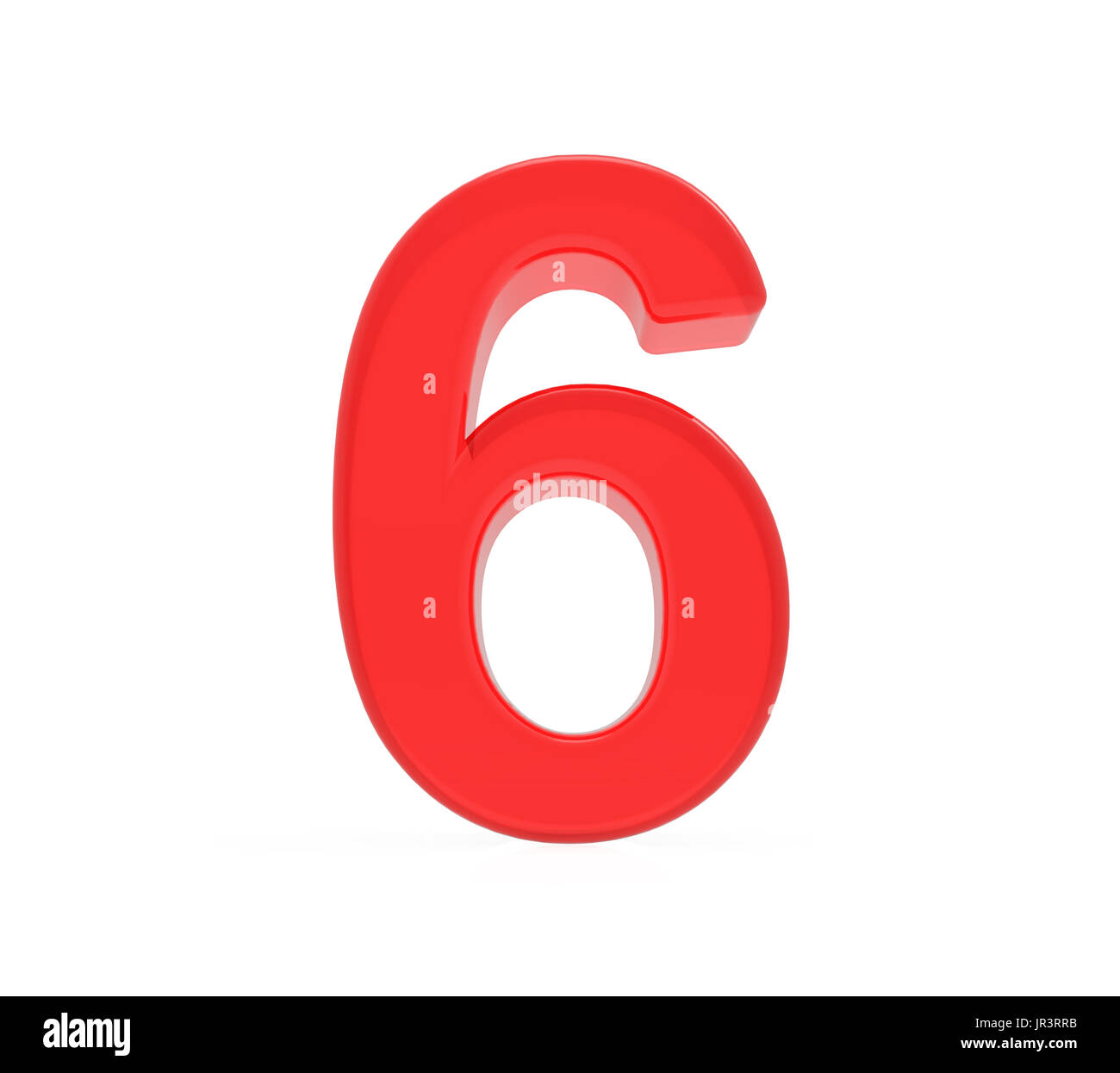 red number 6, 3D rendering graphic isolated on white background Stock ...