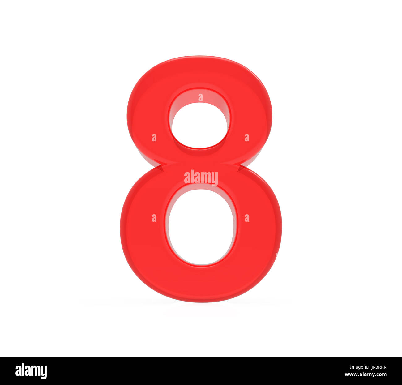 red number 8, 3D rendering graphic isolated on white background Stock ...
