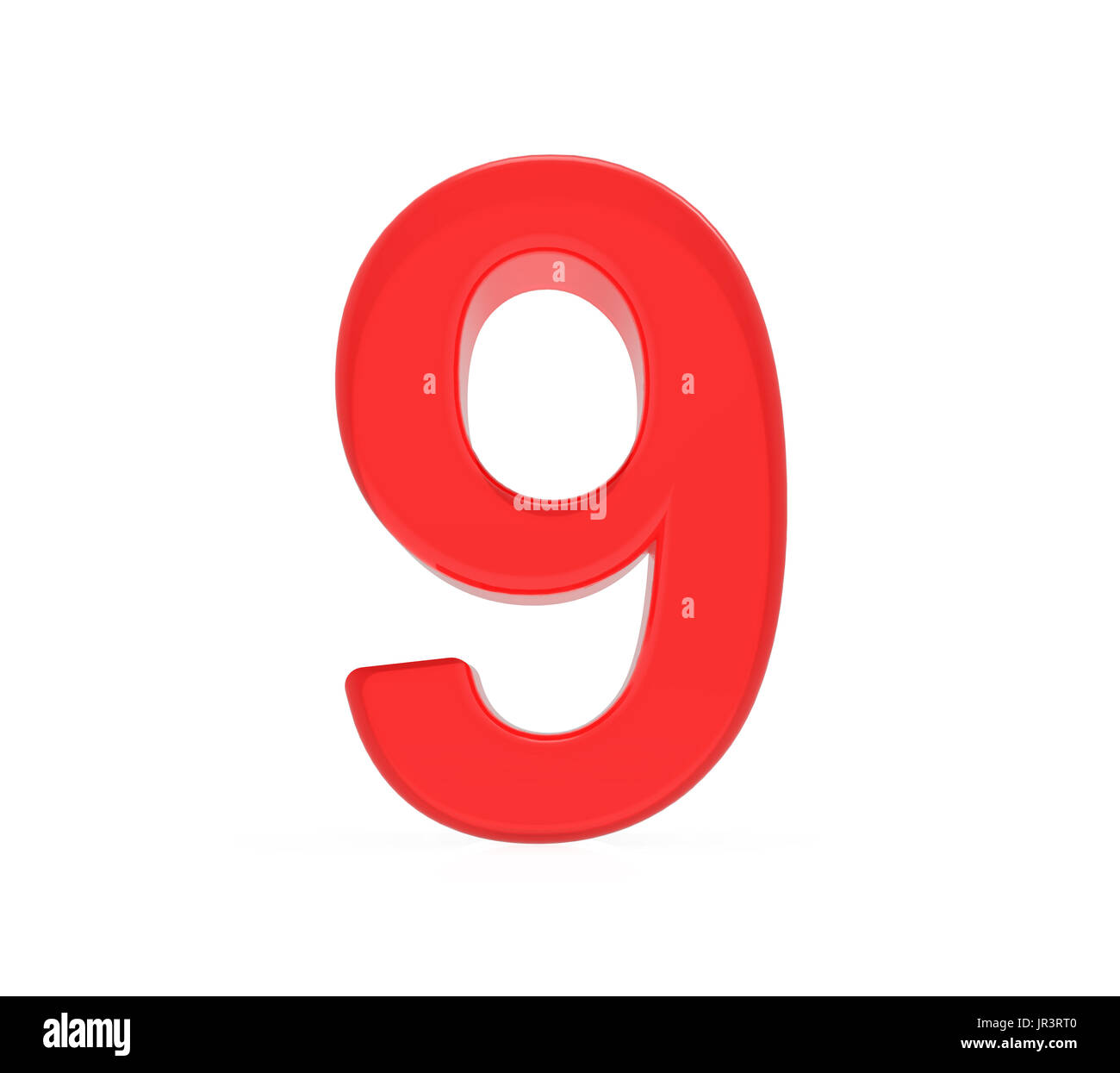 red number 9, 3D rendering graphic isolated on white background Stock ...