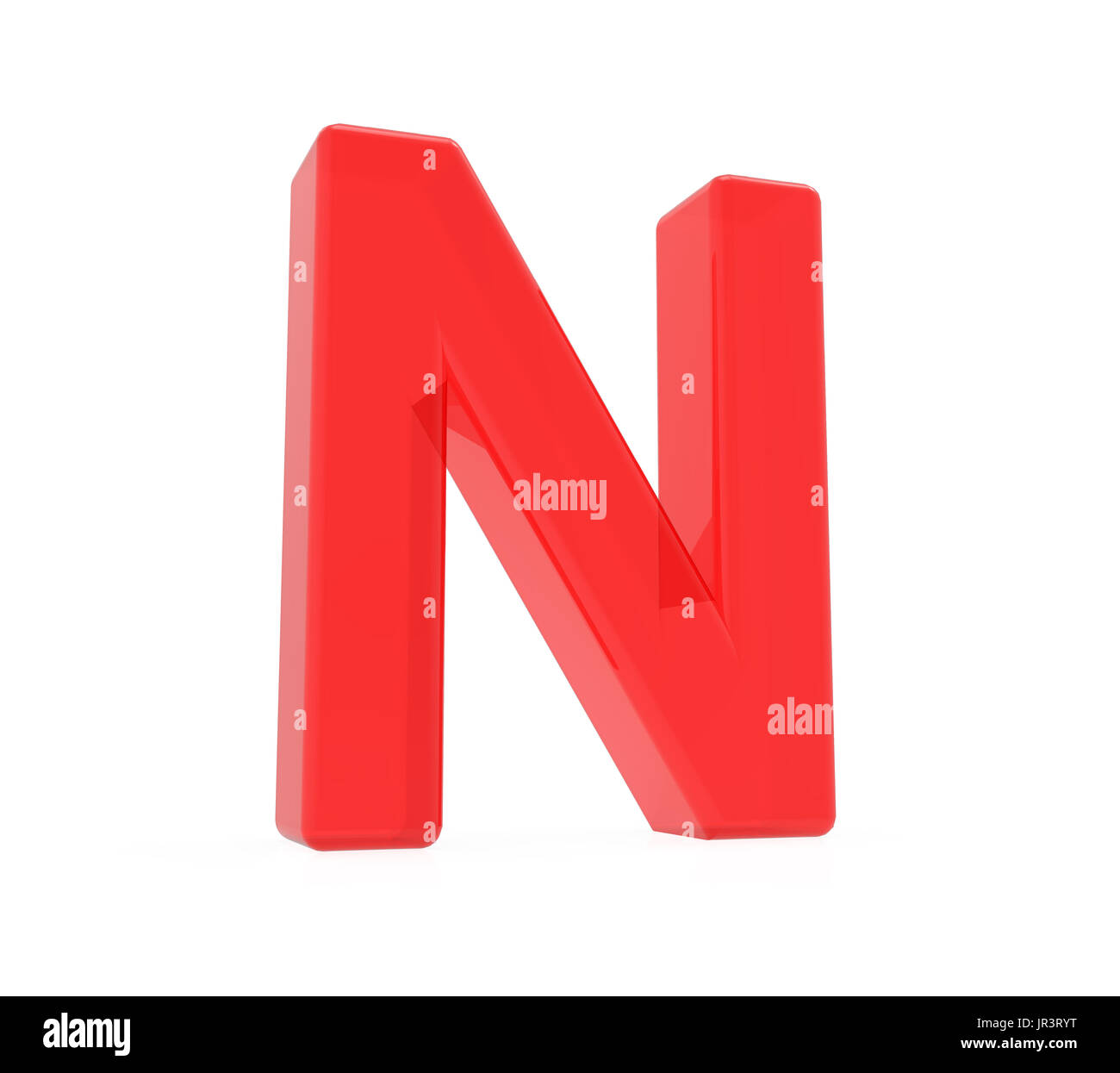 red letter N, 3D rendering graphic isolated on white background Stock ...