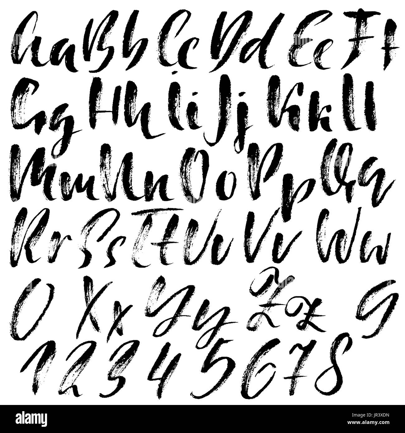 Hand drawn dry brush font. Modern brush lettering. Grunge style ...