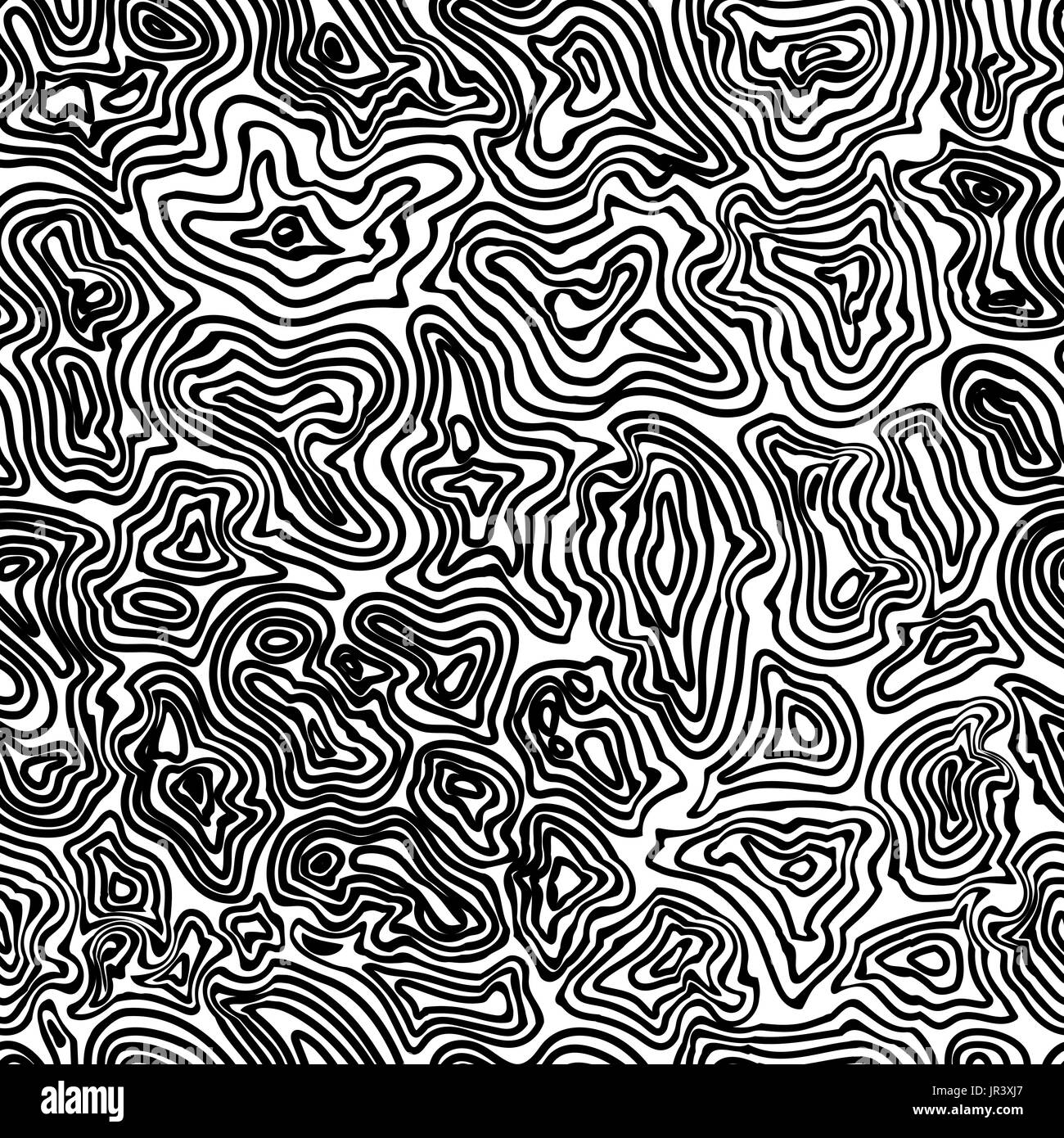 Black And White Seamless Pattern Vector Curls Illustration Monochrome Background Stock Vector